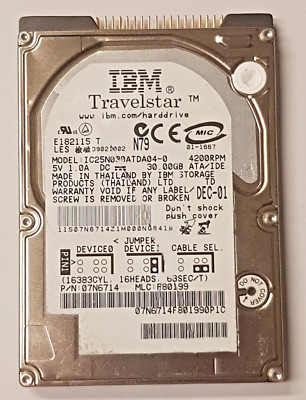 30 GB Ide IBM Travelstar IC25N030ATDA04-0 4200rpm 2MB HDD 2,5 ...