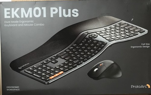 Ergonomic Wireless Keyboard Mouse, ProtoArc EKM01 Plus Full Size Ergo ...