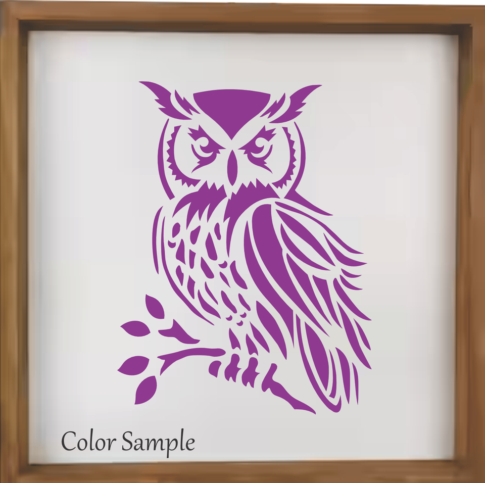 Great Horned Owl Bird in Tree Stencil Joanie Home Decor Cabin DIY Art ...