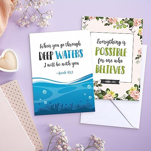 Scripture Cards - Set of 48 Boxed Bible Verse Blank Note Cards Assorted ...