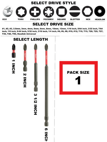 Milwaukee Shockwave Impact Driver Bit -All Sizes- PH TORX SQ HEX PZ SL ...