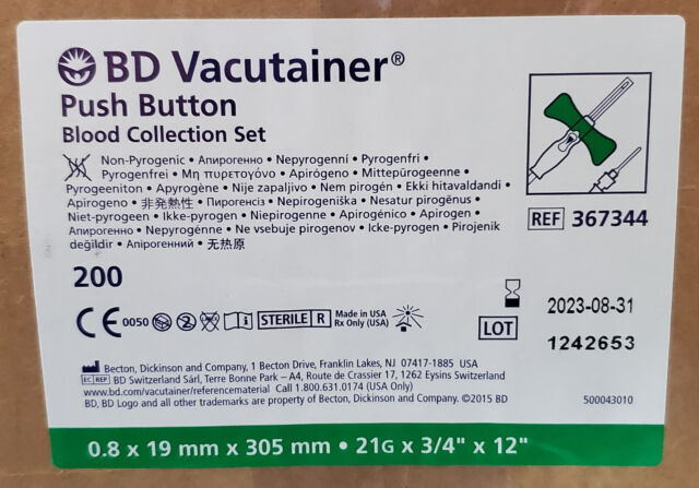 Becton Dickinson 367344 Push Button Blood Collection Set for sale ...
