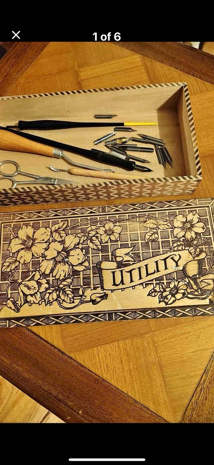 Vintage Wooden Pyrography Box | eBay