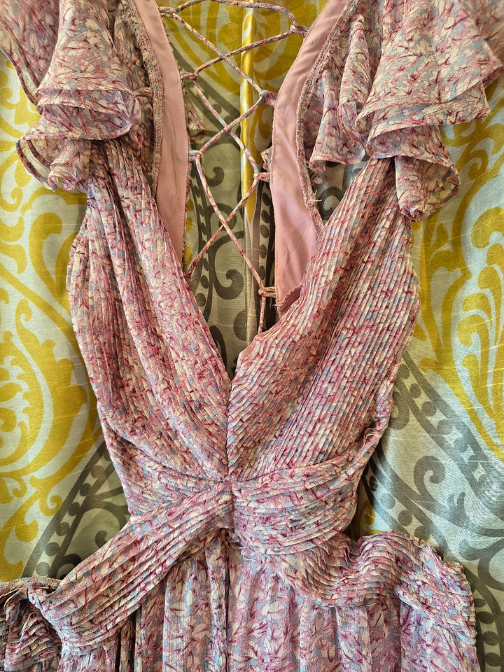 Astr the label pink floral maxi dress with fluffer sleeves and strappy ...