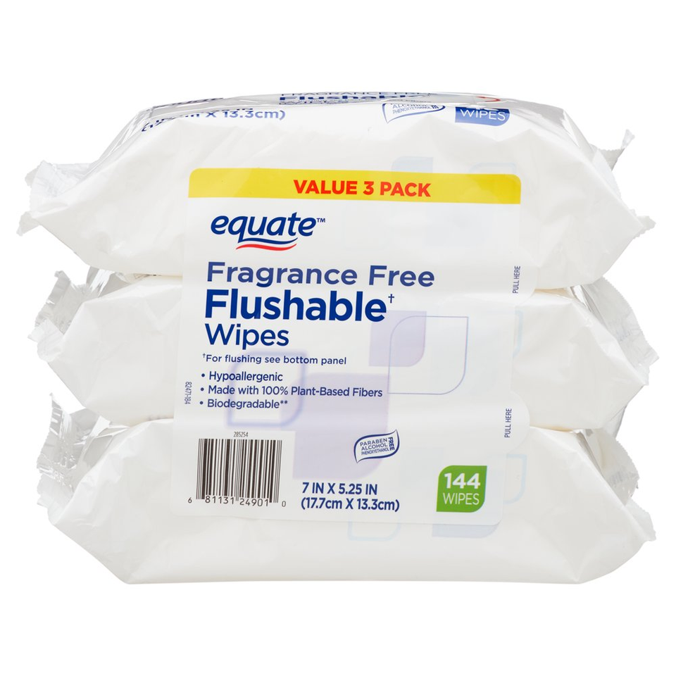 FLUSHABLE WIPES Fragrance Free 3 Resealable Packs (144 Total Wipes) | eBay