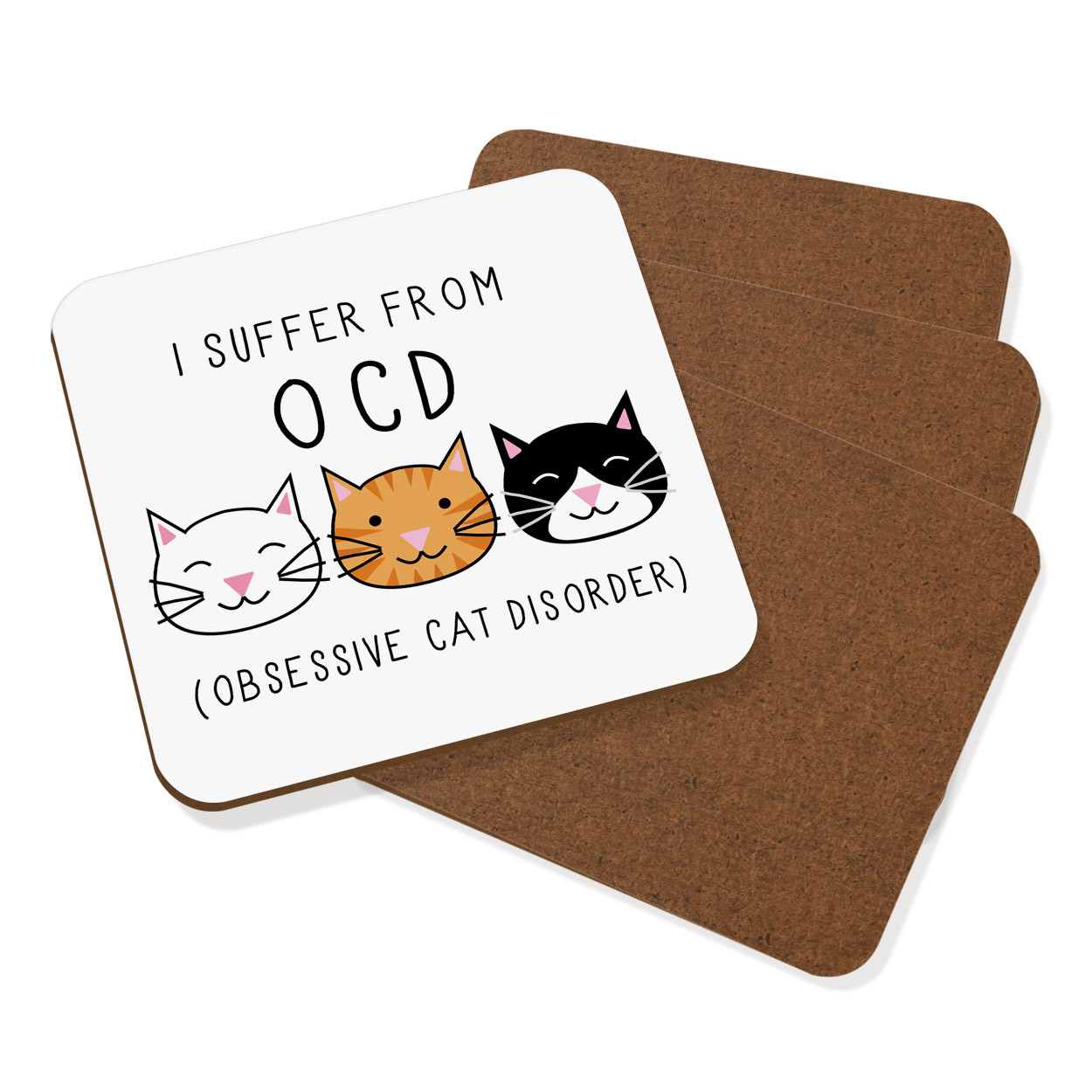 I Suffer From Obsessive Cat Disorder OCD Coaster Drinks Mat Set Of 4 ...