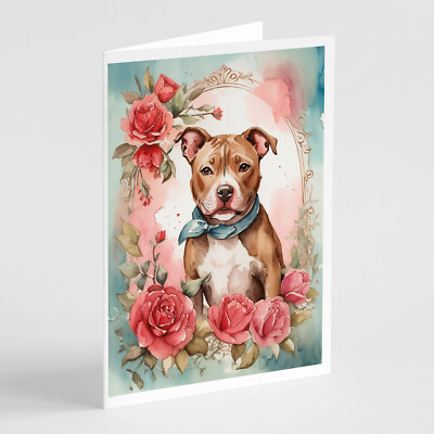 Pit Bull Terrier Valentine Roses Cards Envelopes Pack of 8 DAC4520GCA7P ...