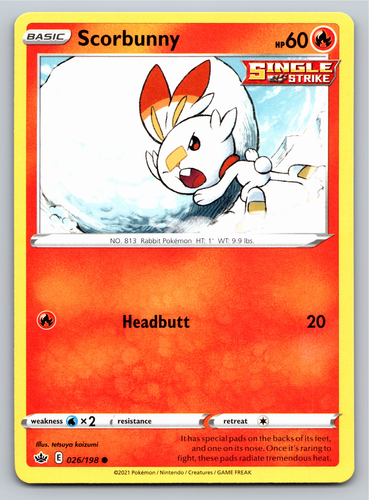 Scorbunny 026/198 Common Chilling Reign Pokemon Card - NM Near Mint | eBay