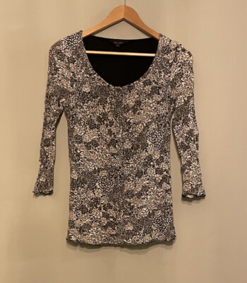 Phase eight long sleeve scoop neck slim fit lined blouse floral grey ...