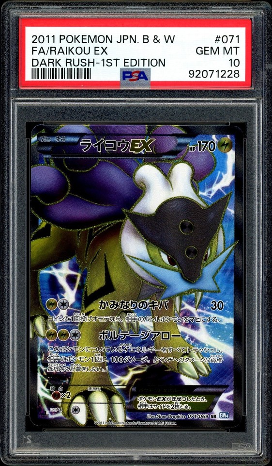 Pokemon PSA 10 Raikou EX 071/069 Full Art BW4 1st Edition Dark Rush Japanese | eBay