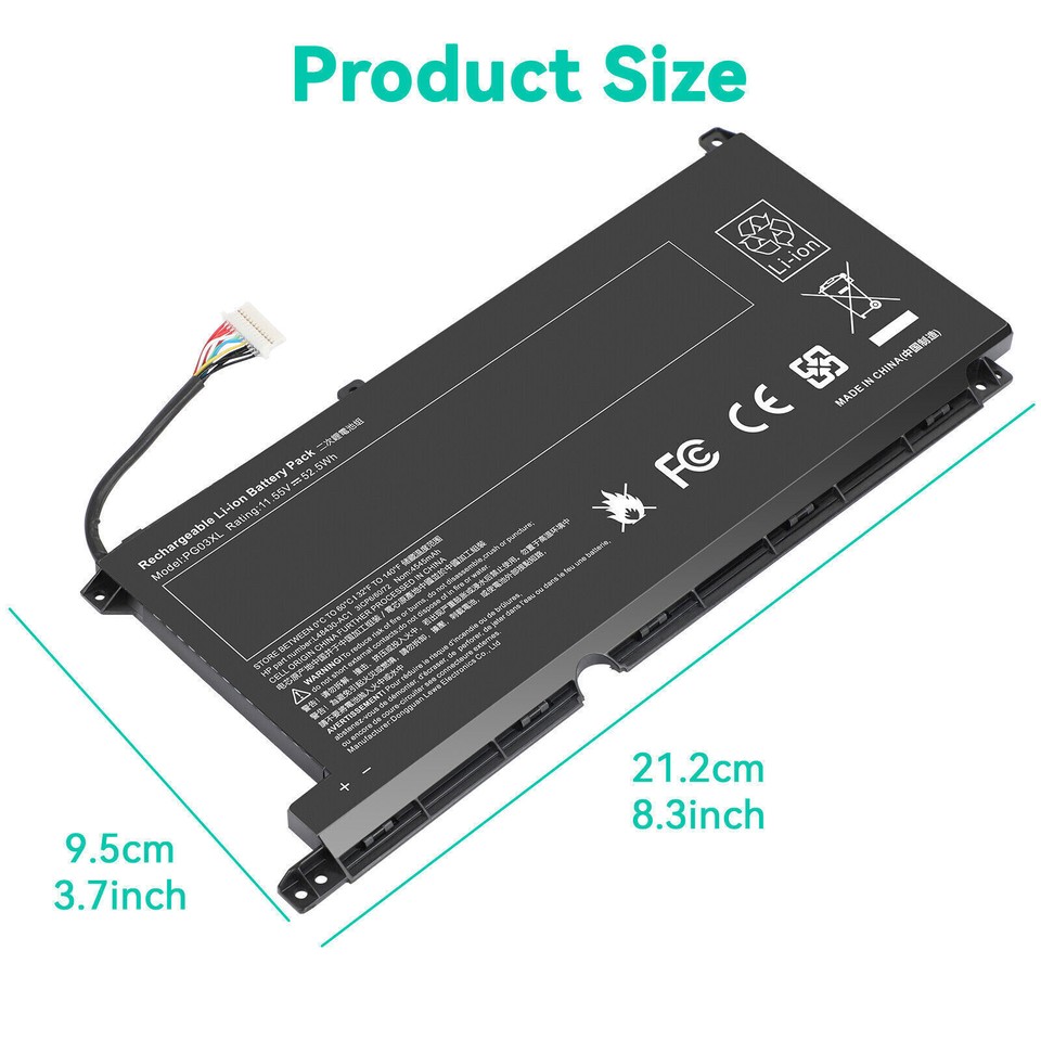 52.5Wh PG03XL Laptop Battery for HP Pavilion Gaming 15-DK 15T-DK 15-EC ...