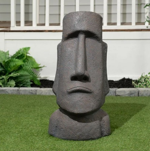 35" Easter Island Moai Head Statue Outdoor Garden Decor Polynesian Sculpture | eBay