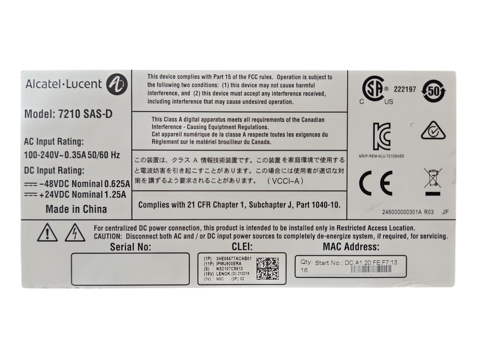 Nokia Alcatel Lucent 7210 SAS-D 6-SFP/4-TX Service Access Switch | eBay