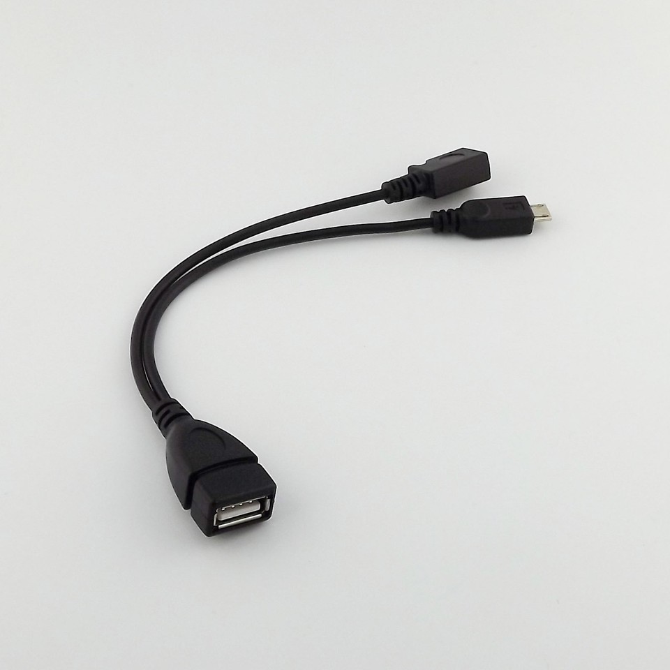 USB 2.0 A Female to Micro 5 Pin USB B Male + Micro Female OTG Power ...