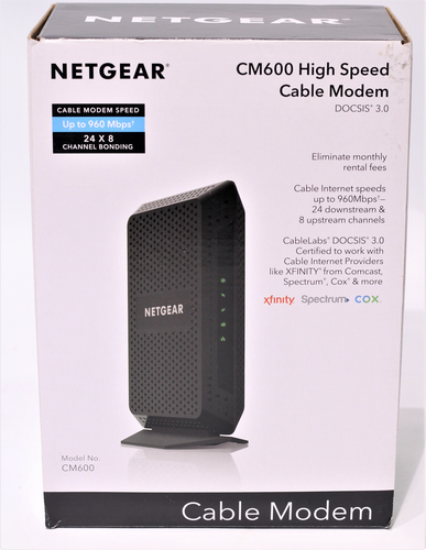 NETGEAR CM600 (24x8) DOCSIS 3.0 Cable Modem. Max download speeds of ...