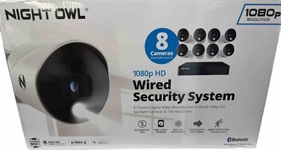 Night Owl Security System 8 Channel Bluetooth DVR 1TB 8 Wired Spot ...