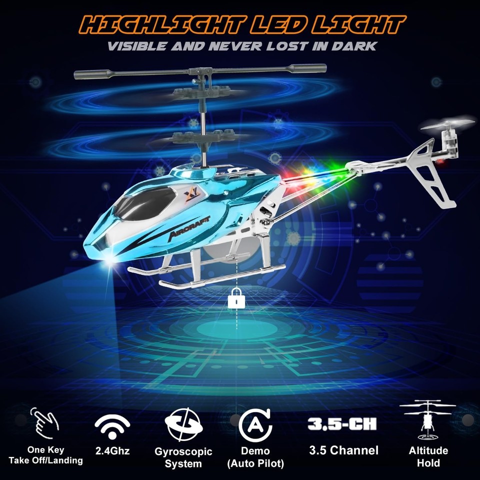 Remote Control Helicopter 2.4G 3.5CH RC Helicopter with LED Light for ...