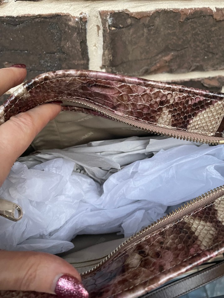 NWT$285 Brahmin Hillary Leather Crossbody Brindle Potomac snake rose ...