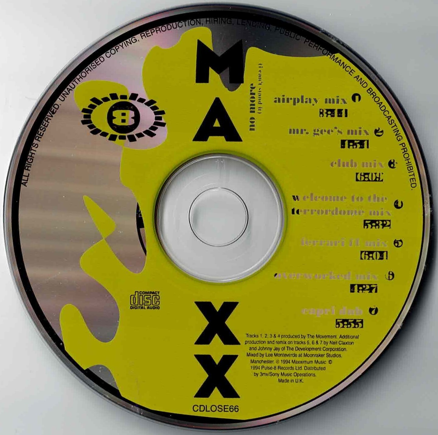 MAXX - 5" CD - No More (I Can't Stand It) (Airplay Club Mix) (7 Mix ...