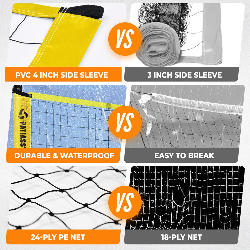 Professional Volleyball Net Set Heavy Duty Portable with Poles Ball ...