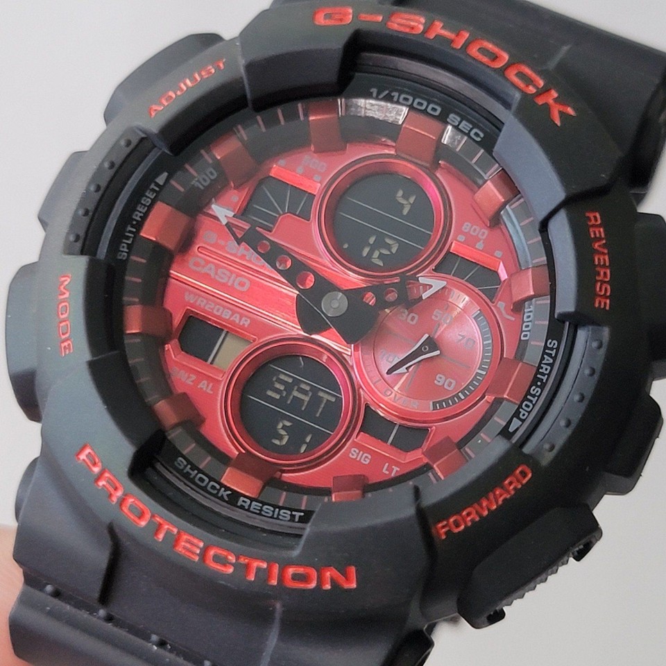 ⌚Rare Casio G-Shock Custom GA140 boombox in black red men's analog ...
