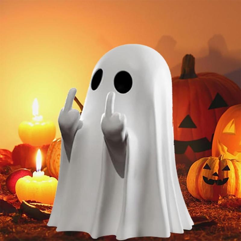Halloween Ghost Figurine – Spooky Resin Middle Finger Ghost Decor ...