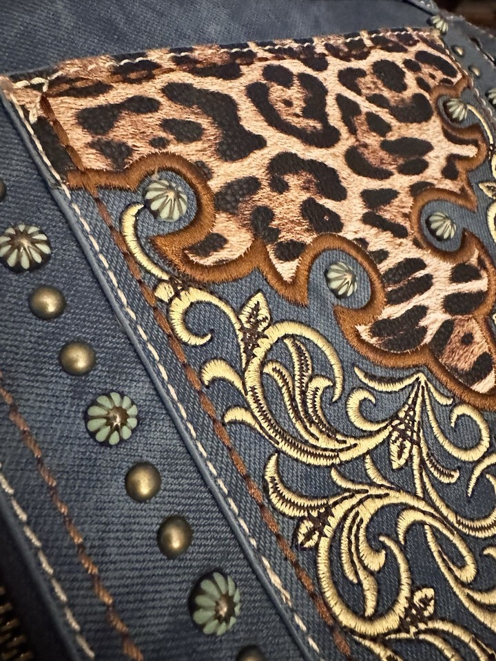 Montana West Concealed Carry Bag & Wallet Denim Blue w/ Cheetah Print ...
