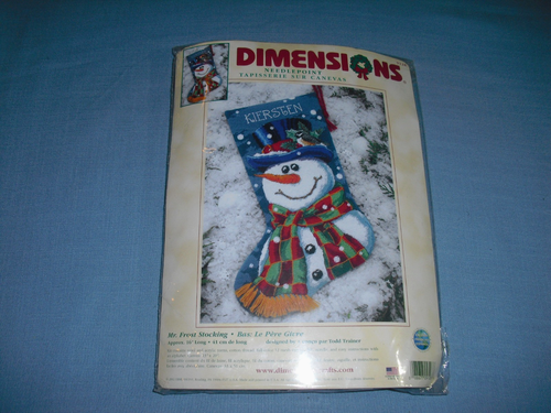 NEW Dimensions Mr Frost Snowman Needlepoint Stocking Kit Wool Yarn ...