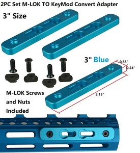 2PC Set 3" Blue M-LOK to KeyMod Rail Section Convert Adapter | eBay