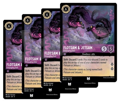 Disney Lorcana Flotsam Jetsam Entangling Eels x 4 NM Ursula's Return ...