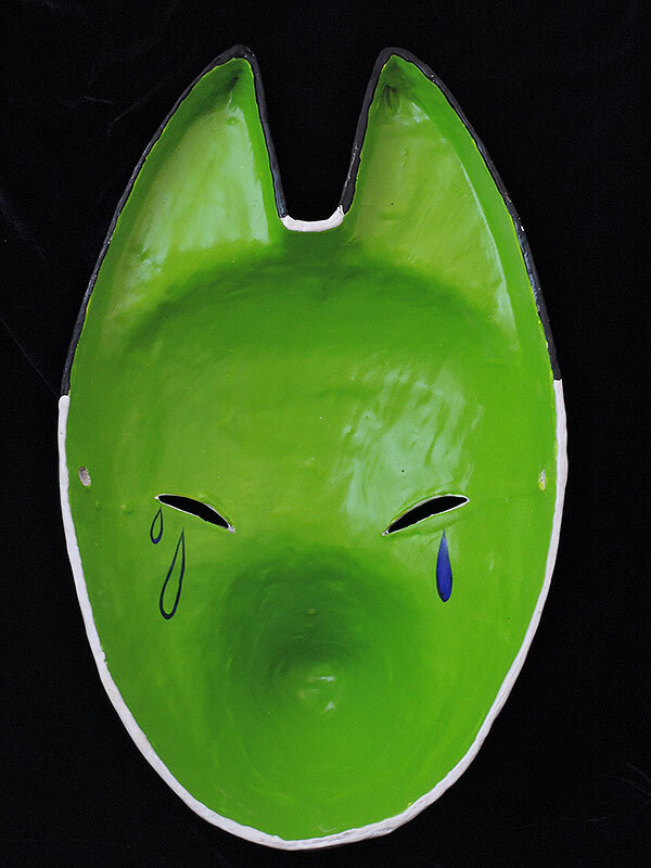 Komendo Full Face Fox Mask White Gakushi Kitsune Hand Made Painted ...