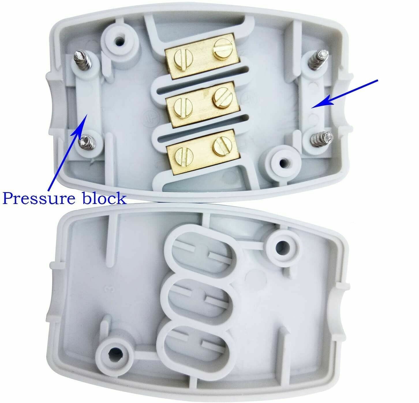 13Amp In-Line Connector Box 3 Terminal Join Flex Cable Wire Mains Fixed ...