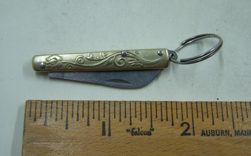 Unbranded Brass Color Swirl Design Mini Single Blade Key Chain Pocket ...