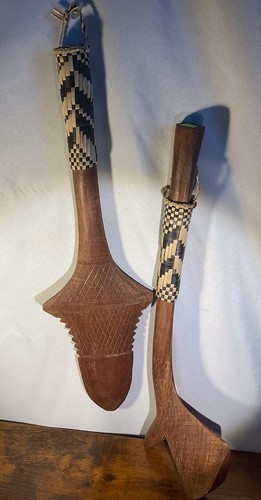 Fijian Cali War Club Hand Carved Wood Fiji Tebetebe Weapons Set Of 2 | eBay