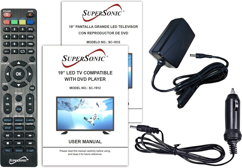 SuperSonic LED Widescreen HDTV 19" w/ Built-in DVD Player SC-1912 ...