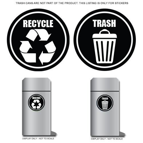 Trash and Recycle sticker decals home and office waste container ...