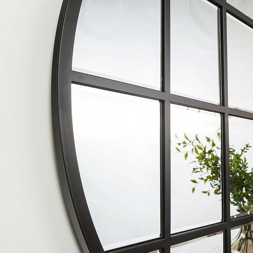 80cm Hamptons round WINDOW statement MIRROR black NEW | eBay