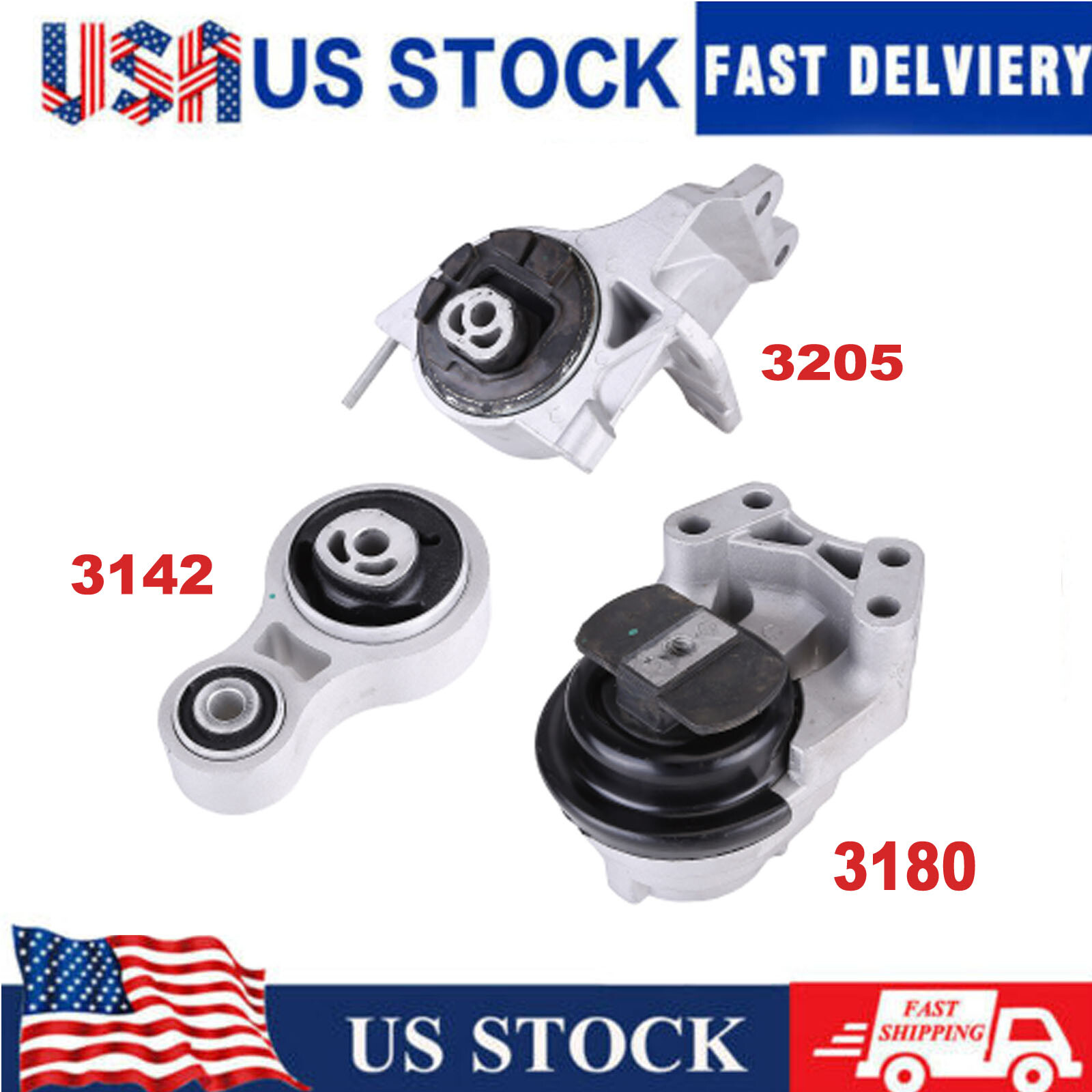 Engine Motor Mounts & Trans. Mount 3Pcs Set for Flex Lincoln MKS ...