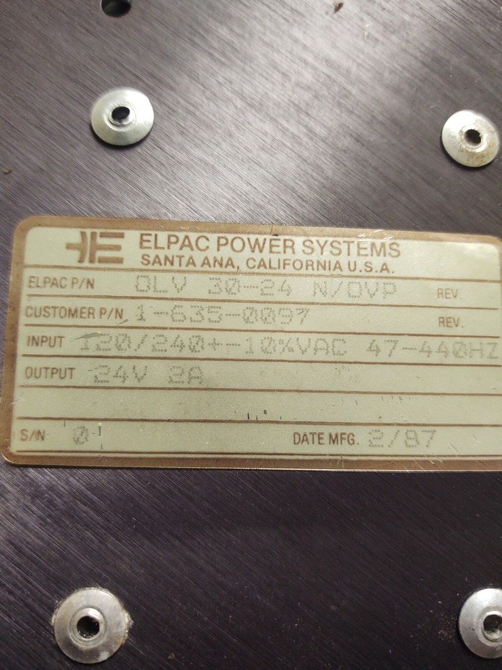 ELPAC POWER SYSTEMS POWER SUPPLY OLV 30-24 N/OVP 24V 2A 2 A AMP ...