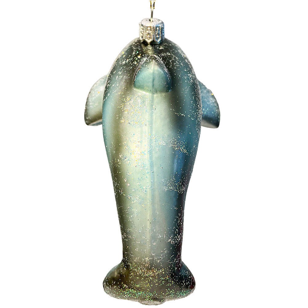Glittered Dolphin Polish Glass Christmas Tree Ornament New Decoration ...