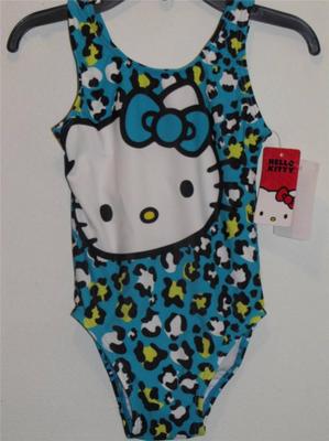 New HELLO KITTY One Piece Turquoise Leopard Print Swimsuit, Sz 2 ...