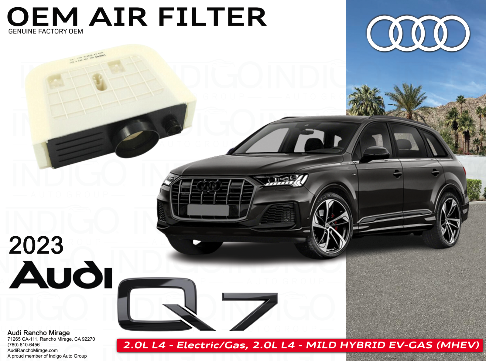 2023 Audi Q7 Factory OEM Air Filter For Intake System 23-4M0-133-843-C ...