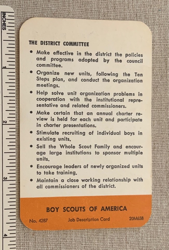 VTG ORGANIZATION & EXTENSION Job Description Boy Cub Scout Leader CARD ...