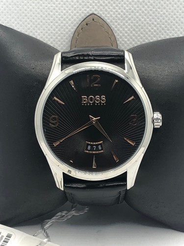 Hugo Boss HB.288.1.14.2930 Unisex Black Leather Analog Black Dial Watch ...