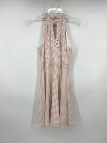 Express Pink With White Polka Dot Halter Dress Keyhole A-Line Size 0 ...