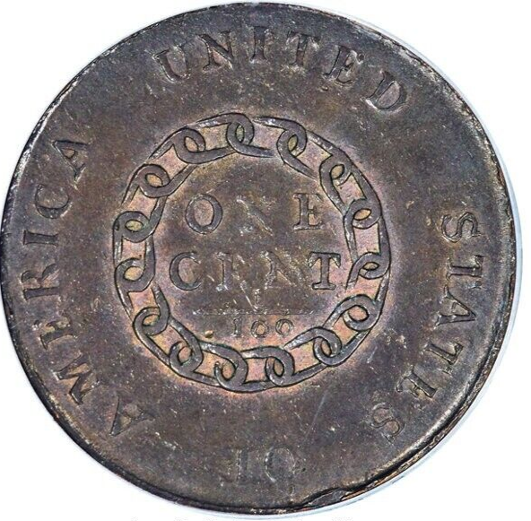1793 CHAIN LARGE CENT PCGS VF35 S-3, B-4, R-3 SPECTACULAR CHAIN CENT ...