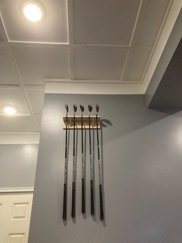 Golf Club Wall Mounted Display Rack Shelf 5 Club Holder Handcrafted ...