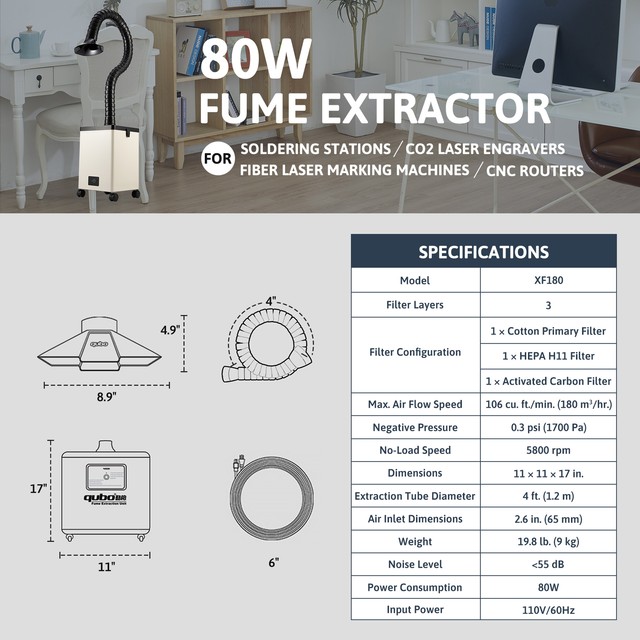 Omtech XF-180 Portable Fume Extractor - Multicolor for sale online | eBay