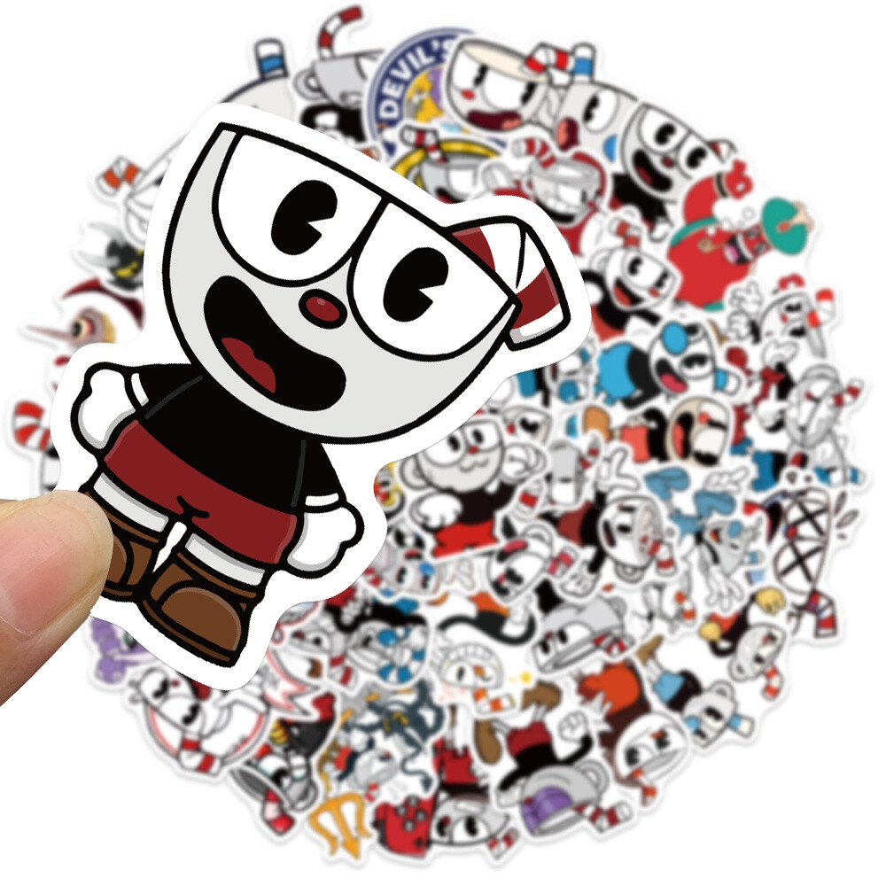 50pcs Cuphead Pack 1 Mugman Stickers Shooting Jumping Game Xbox Steam ...