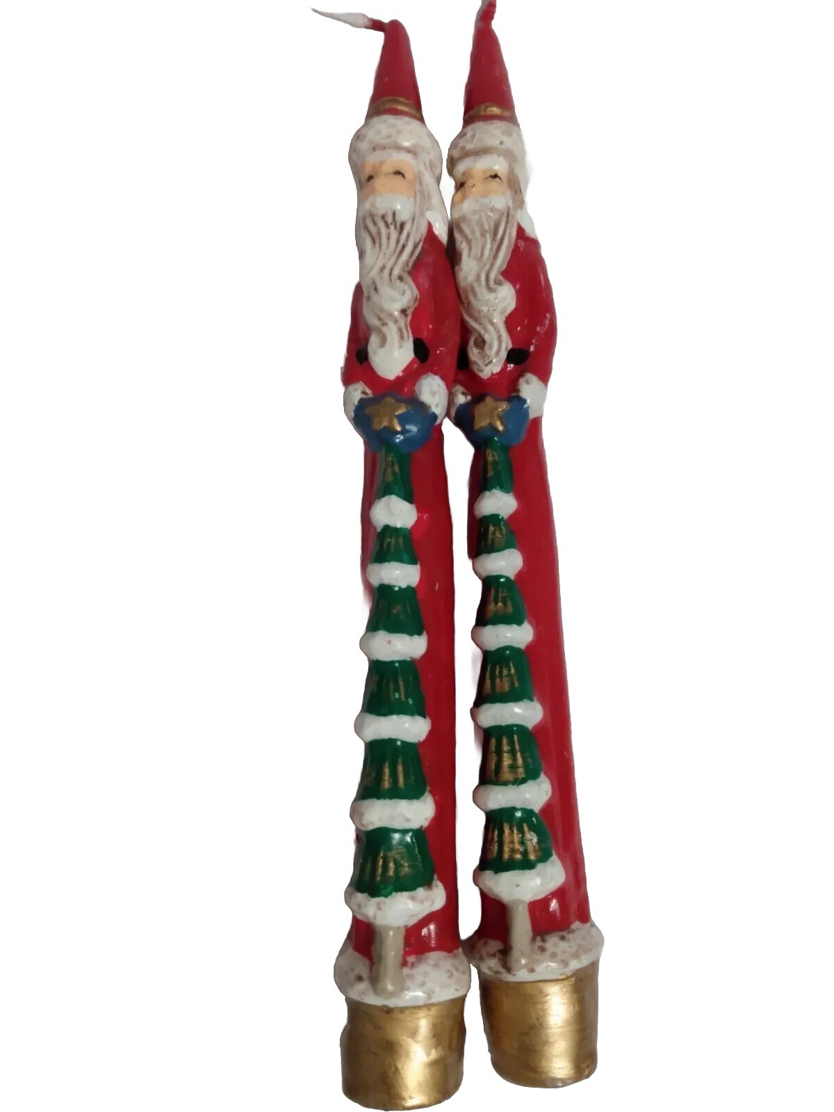 Set of 2 Vintage Old World Style Santa Carved Christmas Taper ...